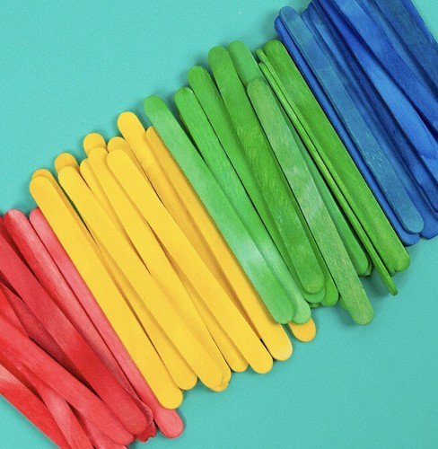 Wooden Posicle Craft Sticks in Red, Yellow, Green & Blue for Crafting ...