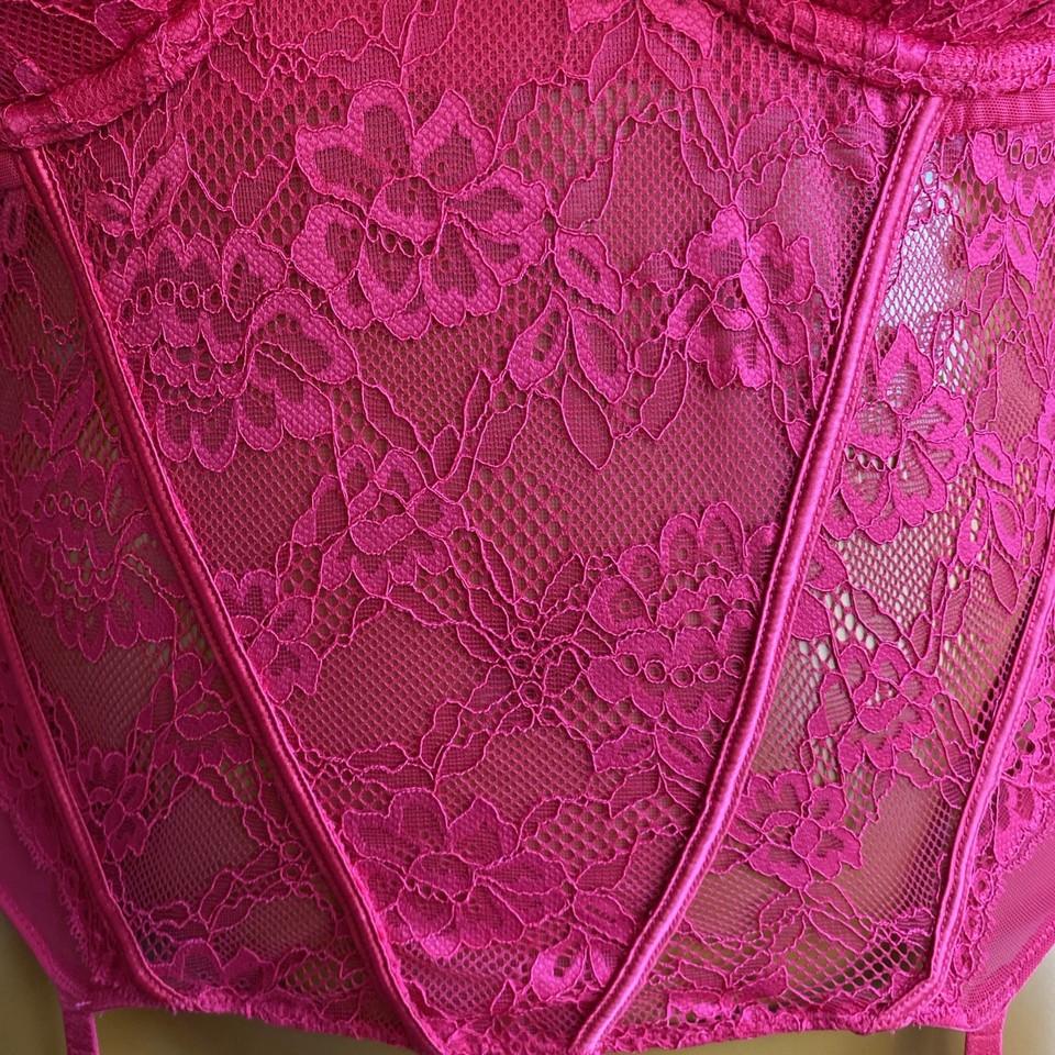 Ann Summers Sexy Lace Planet Suspender Basque, Red Sheer Mesh & Lace ...