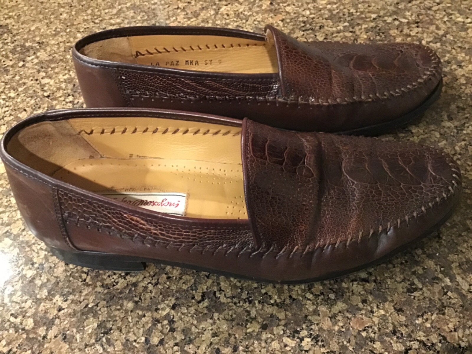Moreschi Made Italy Loafers Brown Ostrich Leather Slip On Shoes losfers ...