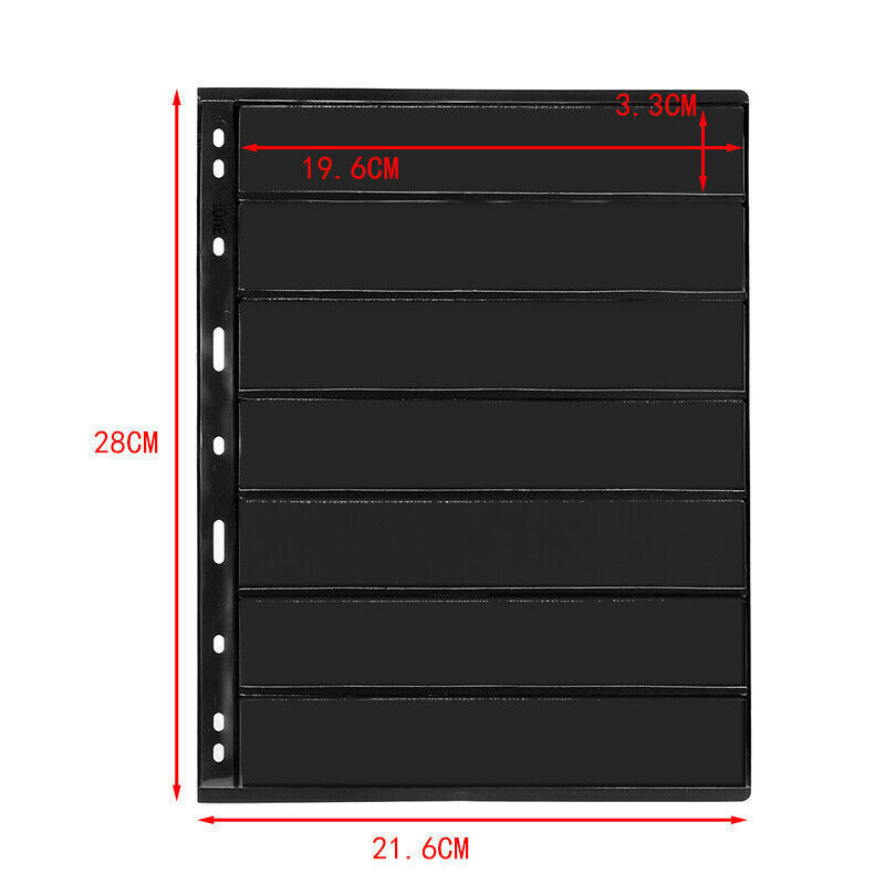10Pcs Double Sided Stamp Album Stock Pages Sheets with 9 Binder Holes 7 ...
