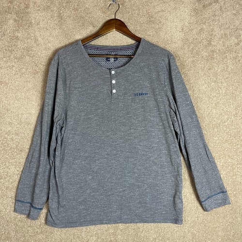 Ted Baker Henley Shirt Mens Size Large Gray Heather Long Sleeve ...