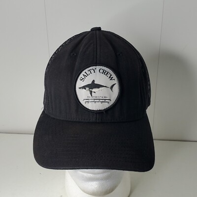Official Salty Crew Shark Patch Black Mesh Trucker Hat Baseball Cap ...
