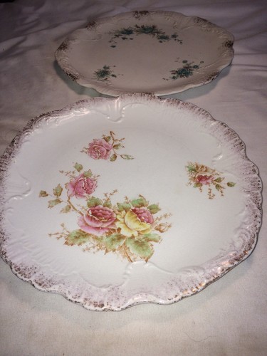 Two 10-Inch Floral Plates By Goodwin Pottery Co Semi Porcelain Est ...
