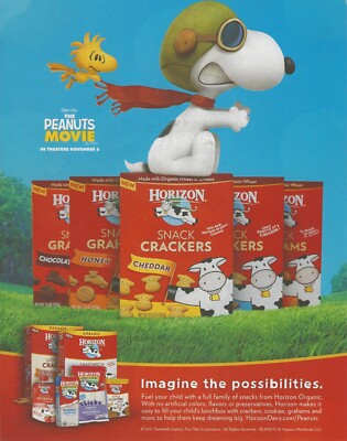 2015 Horizon Snack Crackers Peanuts Snoopy Woodstock PRINT AD Food ...