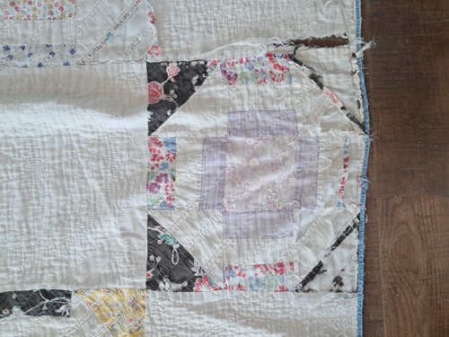 Vtg Hand Stitched Patchwork Quilt Pieced 85"x65" READ DESCRIPTION | eBay