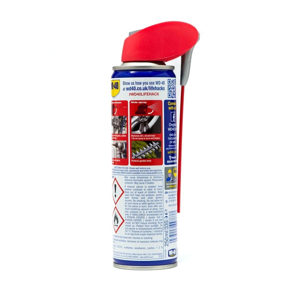 WD-40 Multi Use Lubricant Spray 250ml, Wide and Narrow Smart Straw ...