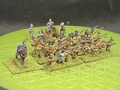 15mm Painted ACW Conf. Reg. In Butternut. 24 Infantry, 1 cannon w/Crew ...