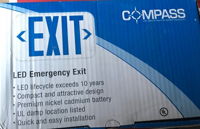 Compass Cerrc Hubbell Lighting LED Emergency Exit Sign With Remote ...