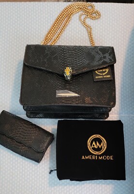 Ameri mode Convertible Handbag Purse, Wallet and velvet bag -Black Serpent NEW | eBay