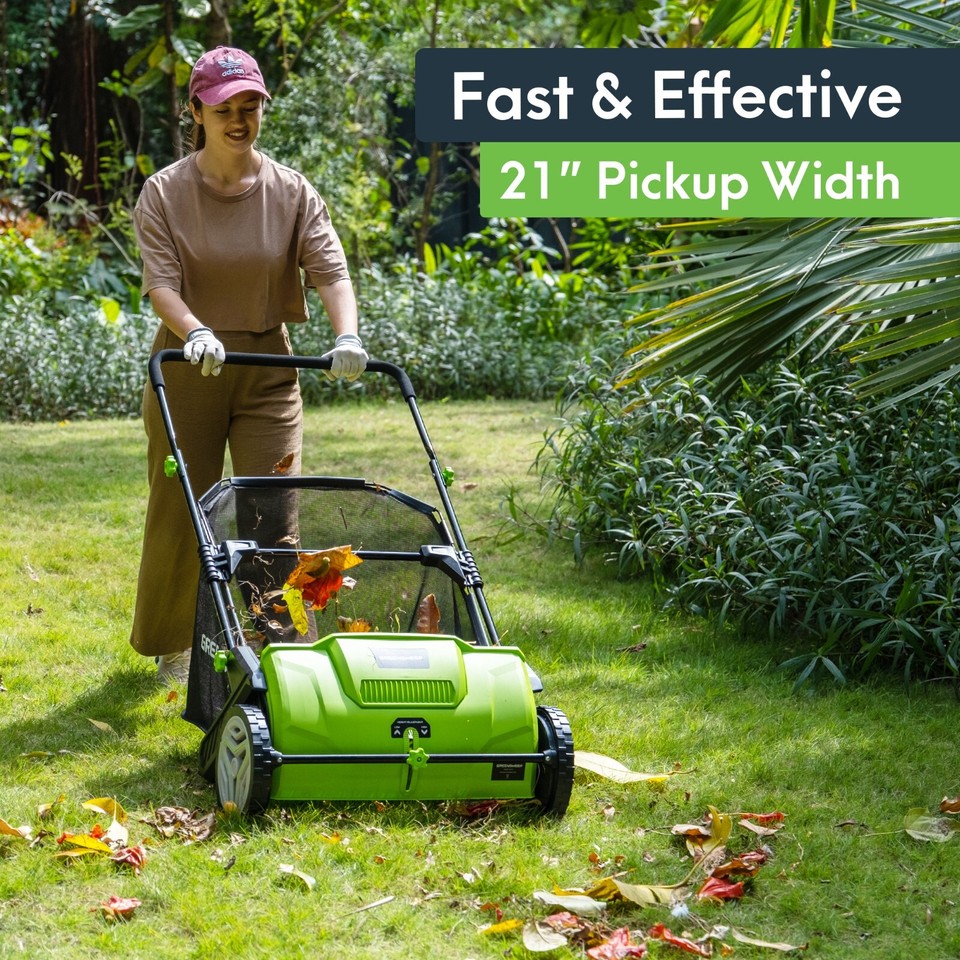 GreenSweep | Pickup Pro Garden Sweeper - Leaf & Grass Push Lawn Sweeper | eBay