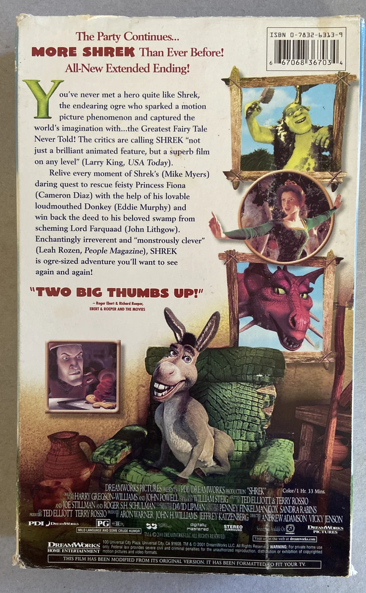 Shrek Vhs 2001 Ebay