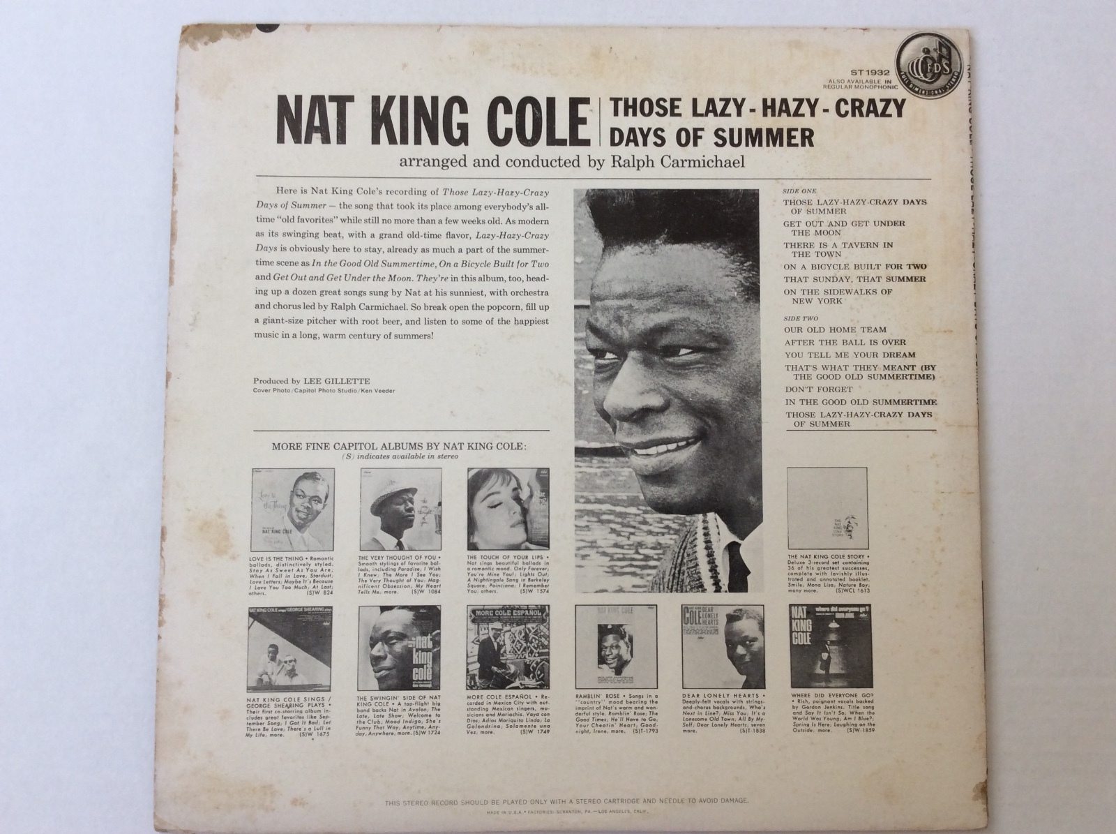 NAT KING COLE: Those Lazy Hazy Crazy Days of Summer Original 1963 ...