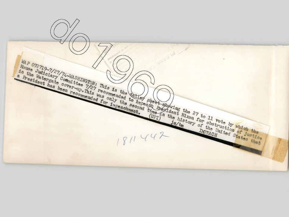 Historic TALLY SHEET Senate Votes for NIXON IMPEACHMENT 1974 Vintage ...