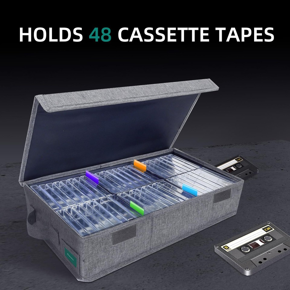 cassette tape storage box durable cassette tape holder 16.34 x 9.25 x 3 ...