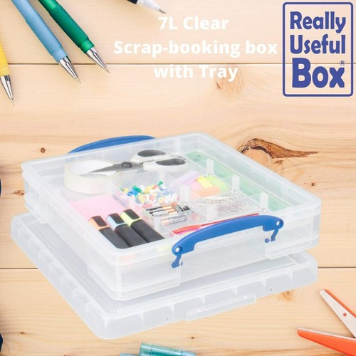 Really Useful 7 Litre (12 x 12) Storage Box With a Clear Craft Tray ...
