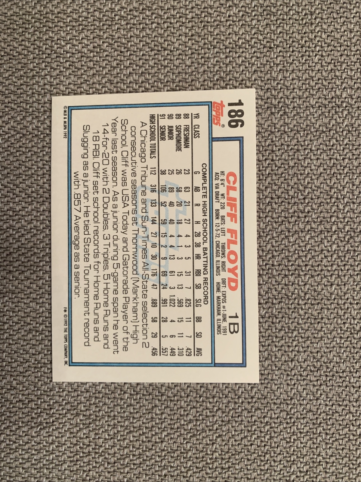 1992 Topps - #186 Cliff Floyd (RC) for sale online | eBay