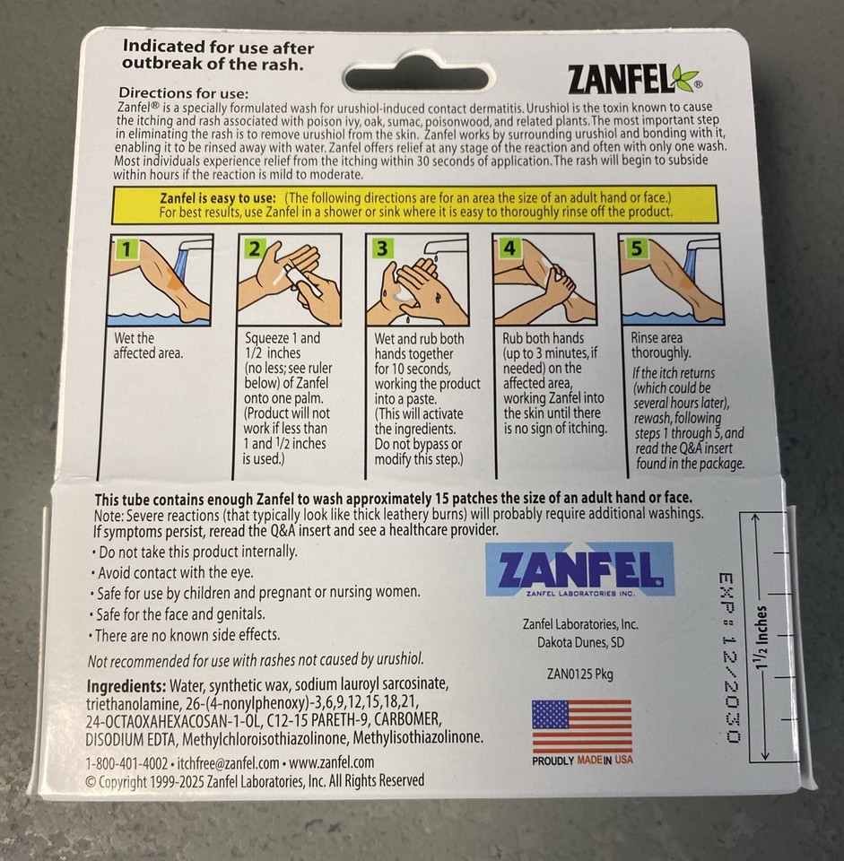 Zanfel Poison Ivy Oak Sumac Dual Action Itch Relief Wash 1oz - EX 12/30 ...