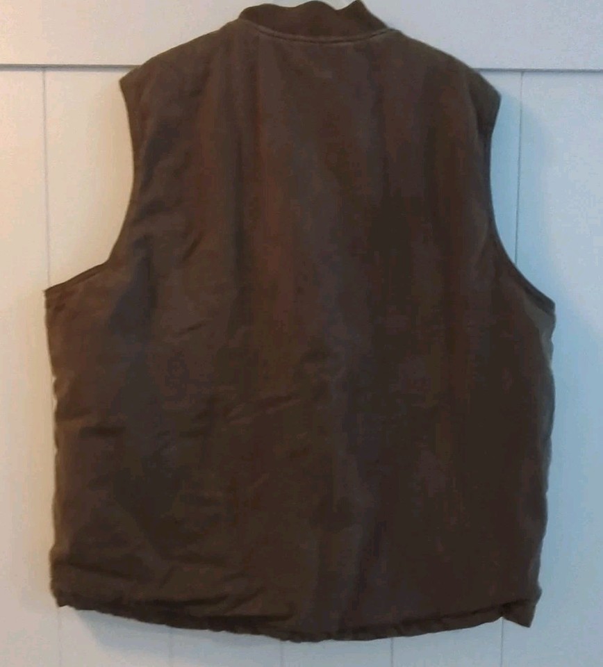 Wolverine Duck Canvas Vest Brown Full Zip Quilted Lined Work Chore Size ...