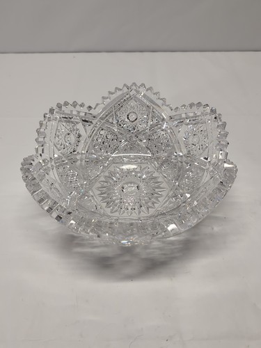 American Brilliant Bowl Cut Lead Crystal Sawtooth Edge 8.5" EUC Thick ...