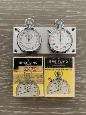 Vintage Boxed Breitling Wakmann Stopwatch Set on a Dash Panel Rally ...
