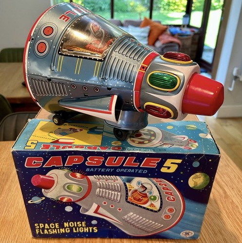 1960s Masudaya Japan Tin Battery Operated Capsule 5 Space Toy With ...