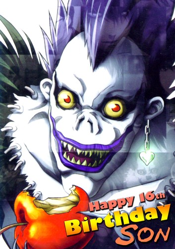Death Note Anime Manga Ryuk Light Yagami Birthday PERSONALISED Greeting ...