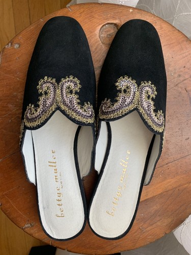 Bettye Muller Womens Embroidered Fortune Mule Suede Leather Shoes size ...