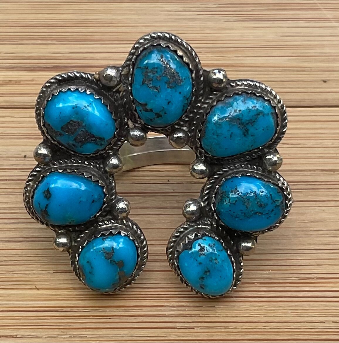 Navajo turquoise, Sterling Silver blossom Ring Size 10 signed Calvin ...