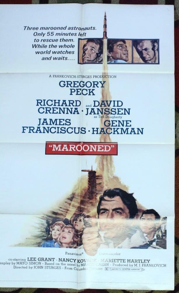 Vintage Sheet Movie Poster MAROONED Astronauts Gregory Peck Gene ...