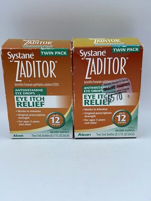 (2)Twin Packs Zaditor Antihistamine Eye Relief Drops Ex 04/24 -06/24 ...