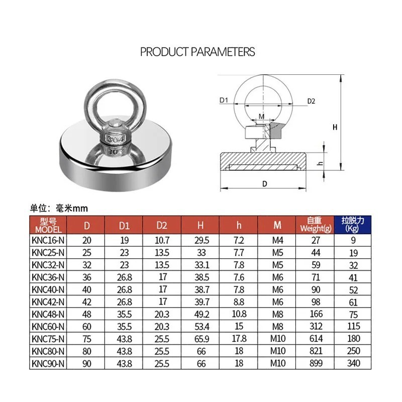 Super Strong Neodymium Fishing Magnets Heavy Duty imanes Magnet with ...