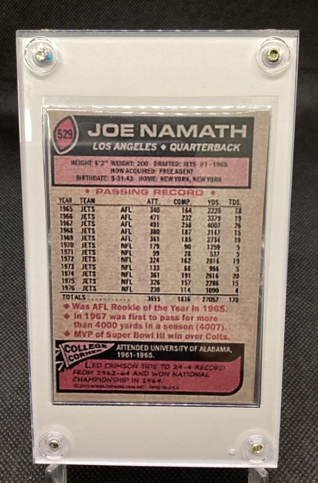 1977 BCC Custom Card Joe Namath LA Rams Closeup Pose | eBay