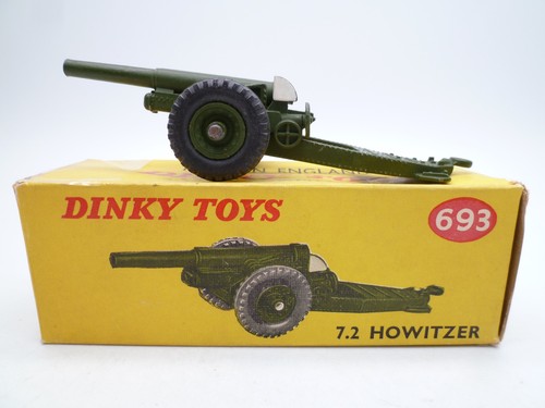 VINTAGE DINKY TOYS 693 7.2 INCH HOWITZER MILITARY GUN IN ORIGINAL BOX ...