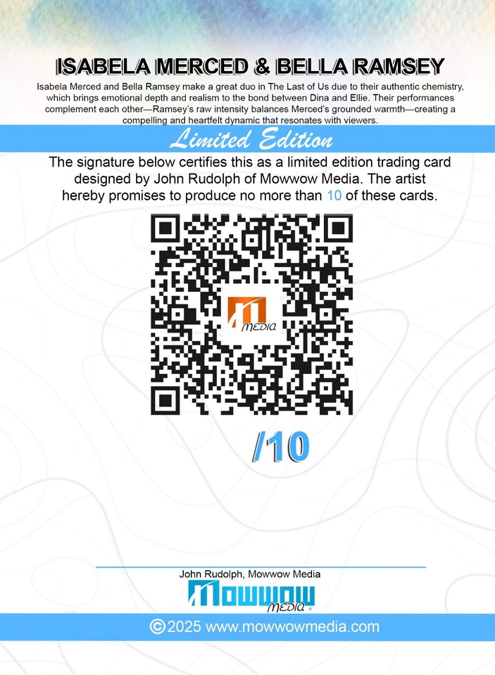 Isabela Merced Bella Ramsey Art Card Limited 2/10 John Rudolph Signed ...