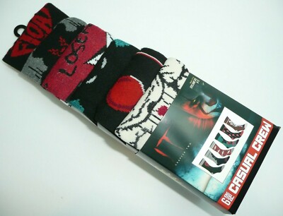 IT Chapter 2 Movie 6 Pairs Socks Crew Men's 8-12 Horror Pennywise Clown ...