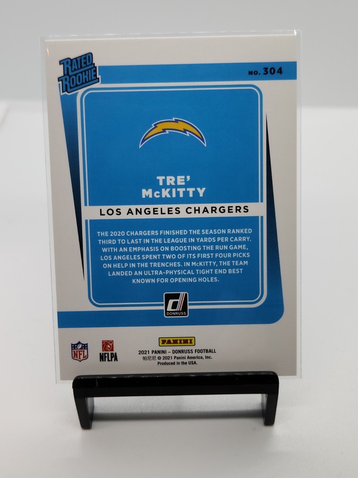 2021 Panini Donruss Tre' McKitty Rated Rookie Los Angeles Chargers #304 ...