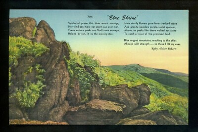 Poetry Poem linen postcard Asheville Co. Blue Shrine by Ruby Roberts | eBay