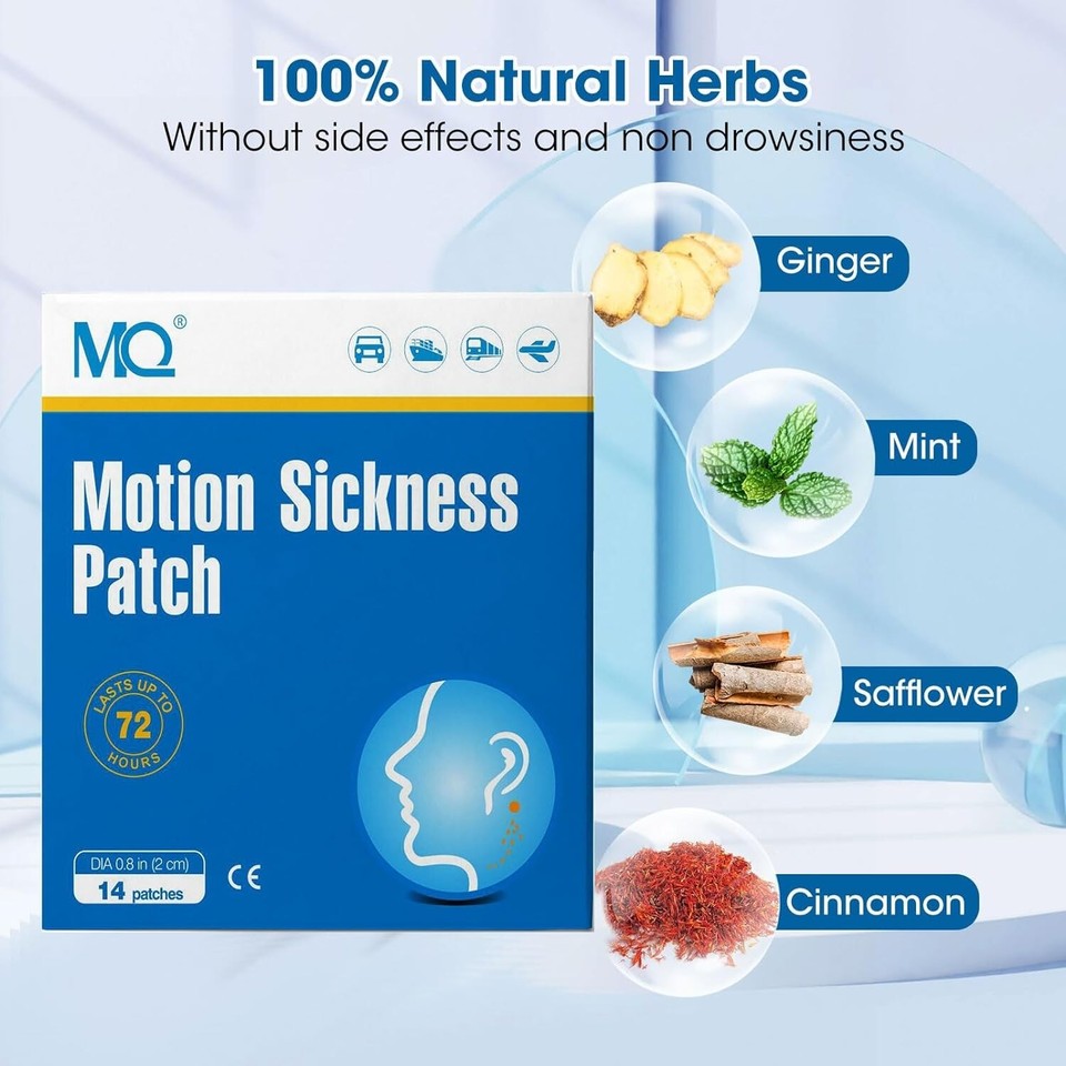 14Ct Motion Sickness Patches Non Drowsy, Sea Sickness Patch behind Ear ...
