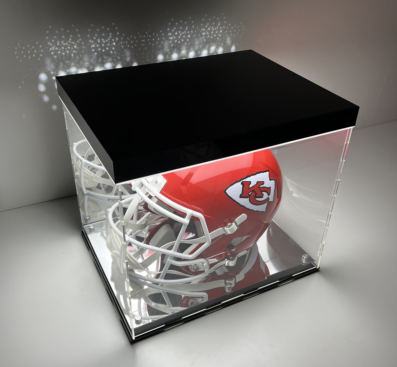 LED Top Light Full Size Football Helmet Display Case W/ Mirror Base ...