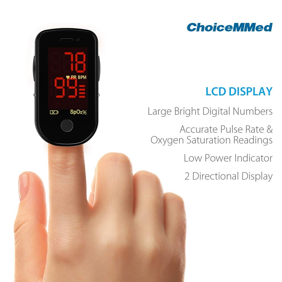 Black Finger Pulse Oximeter - Blood Oxygen Saturation Monitor Great as ...