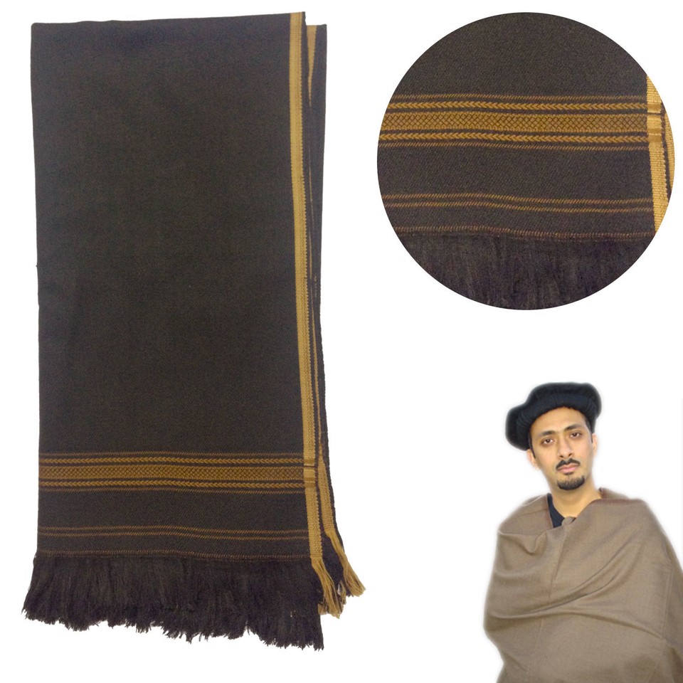 AFGHAN PATOO BLANKET WOOL SHAWL PATU LONG SCARF WRAP THICK PASHTUN MENS ...