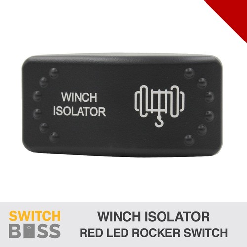 Winch Isolator LASER ETCHED Horizontal Rocker Switch Red LED 12v 24v On ...