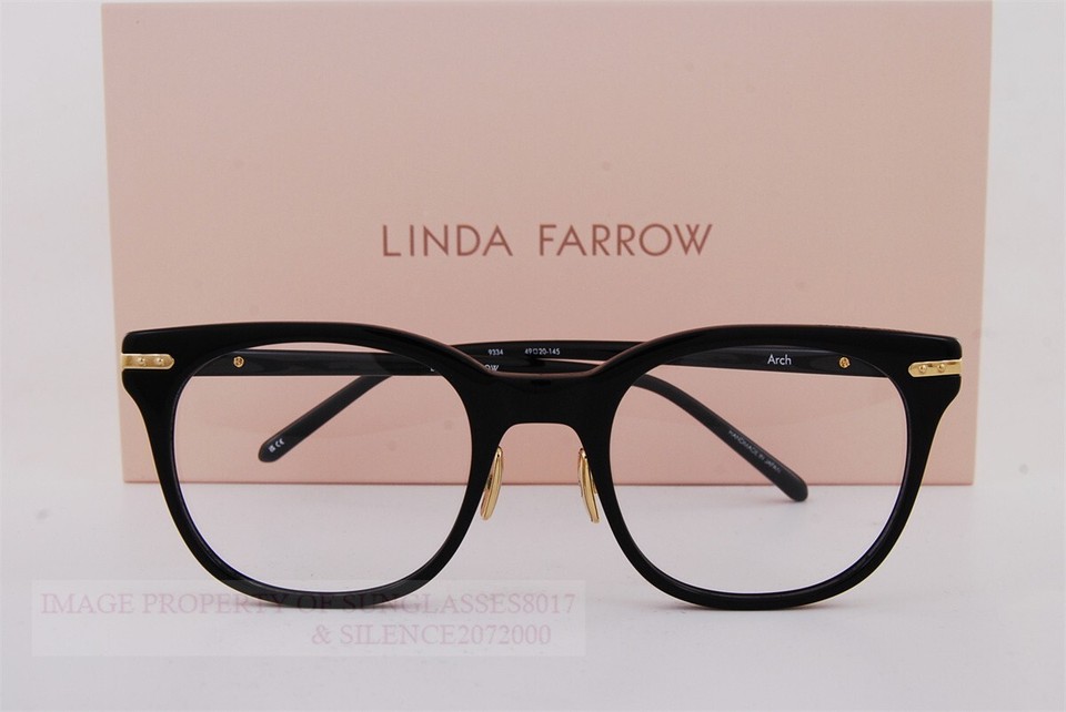 Brand New Linda Farrow Eyeglass Frames ARCH LF/83/LB 001 Black/Gold ...