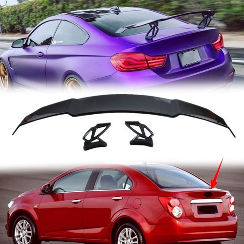 UNIVERSAL FIT FOR CHEVROLET SONIC 12-16 BLACK GT STYLE REAR WING RACING ...