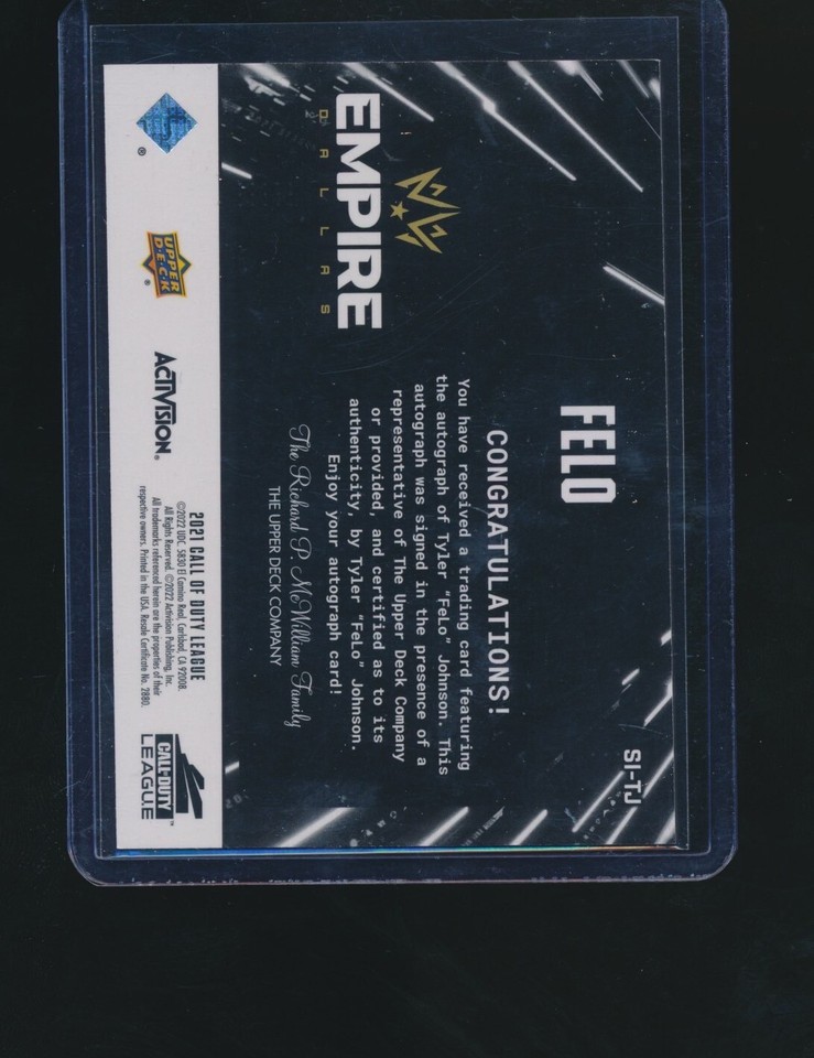 FELO (TYLER JOHNSON) 2021 UPPER DECK CALL OF DUTY SOLO INK AUTO | eBay