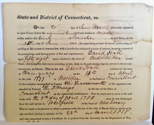 1776 Rev. War Cowboys soldiers petition for pension the state of Conn ...