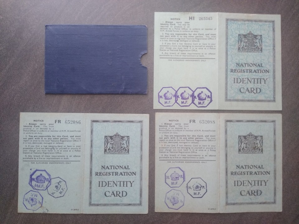 WW2 NATIONAL REGISTRATION IDENTITY CARDS, 1951 TELEGRAMS, 1960's ...