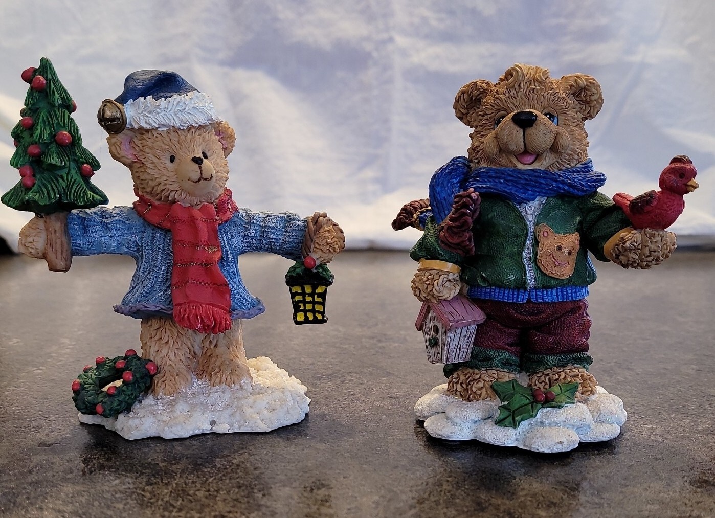 Pair Of Christmas Resin Teddy Bears | eBay