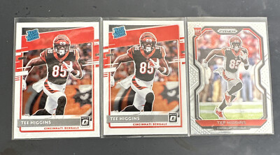 Tee Higgins 3 RCs!: 2020 Prizm #308 + 2020 Optic #160 x2. Clean and ...
