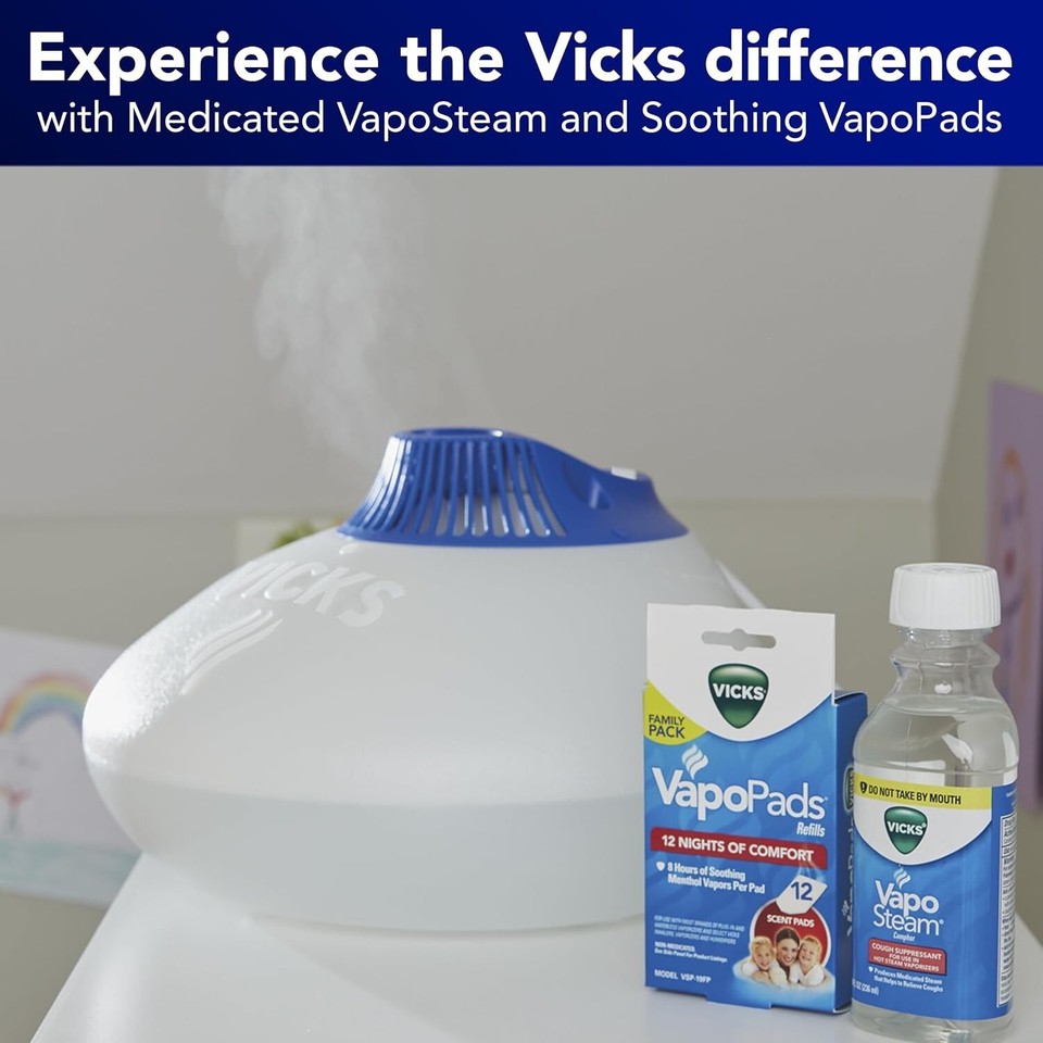 Vicks Warm Steam Vaporizer Humidifier with Night Light, 1.5 Gal for ...